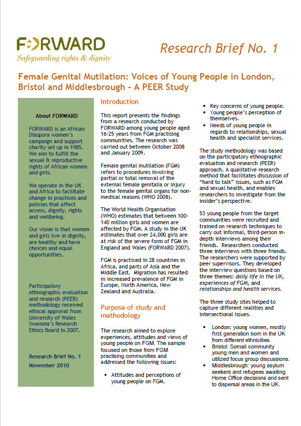 Research Brief No 1 FORWARD Research Brief No 1 FORWARD